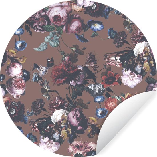 WallCircle - Muurstickers - Behangcirkel - Bloemen - Tuin - Oranje - 50x50 cm -... | bol