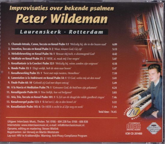 Improvisaties over bekende Psalmen - Peter Wildeman bespeelt het orgel ...