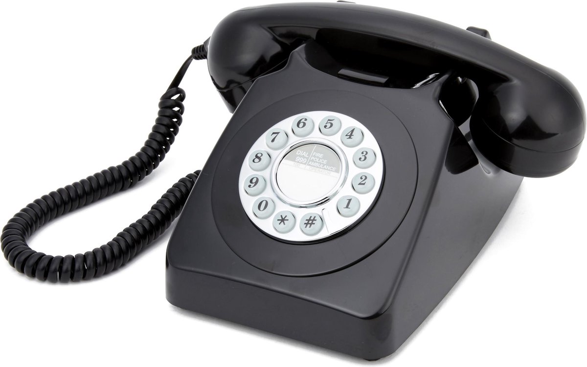 Gpo 746 Retro Klassieke Vaste Telefoon Met Druktoetsen Zwart Bol