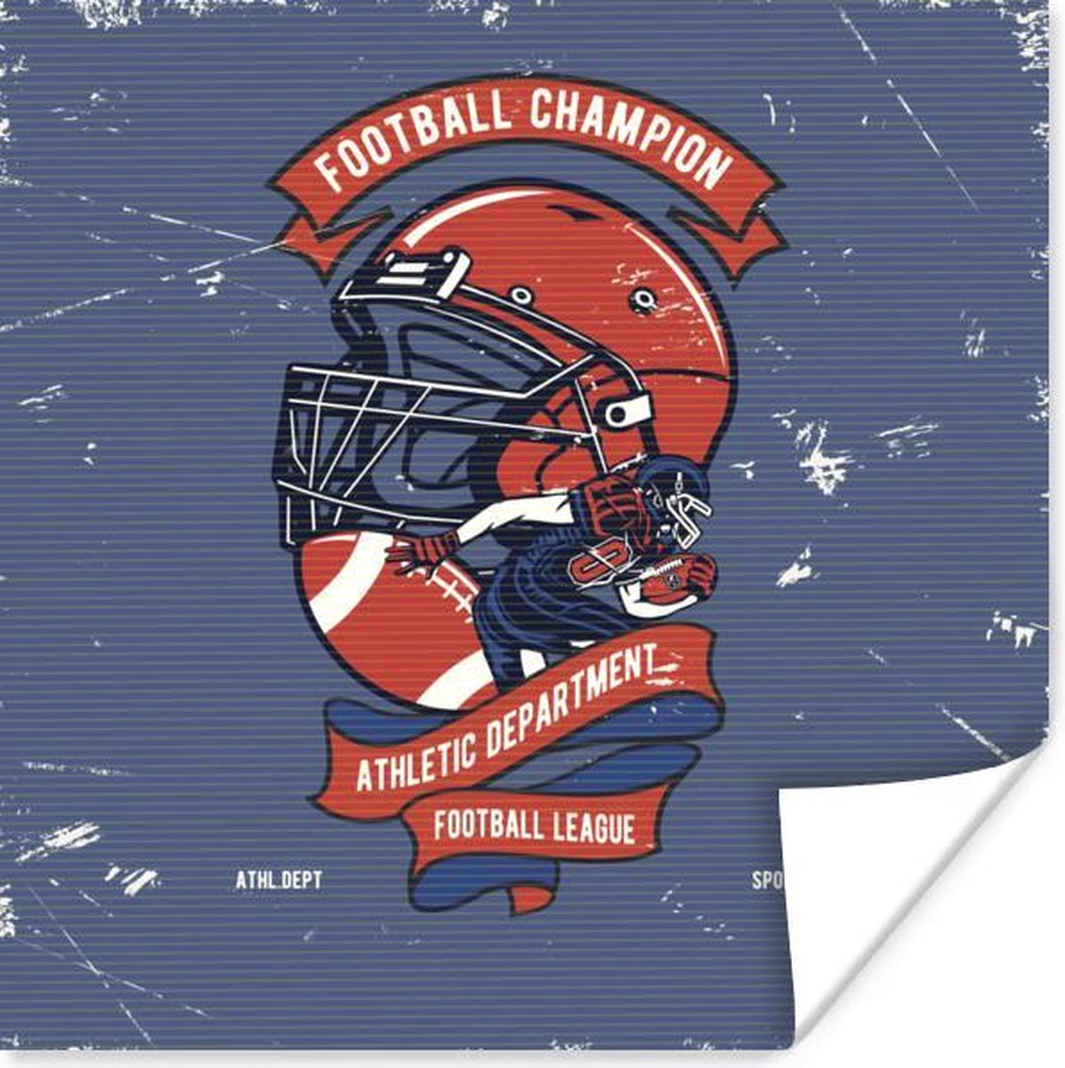 Poster Helm - Rugby - Retro - 50x50 cm - Vaderdag cadeau - Geschenk ...