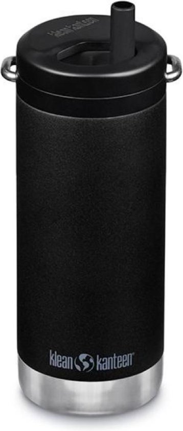 Klean Kanteen schoolbeker, TwistCap Straw, 355 ml RVS - Mat zwart | bol