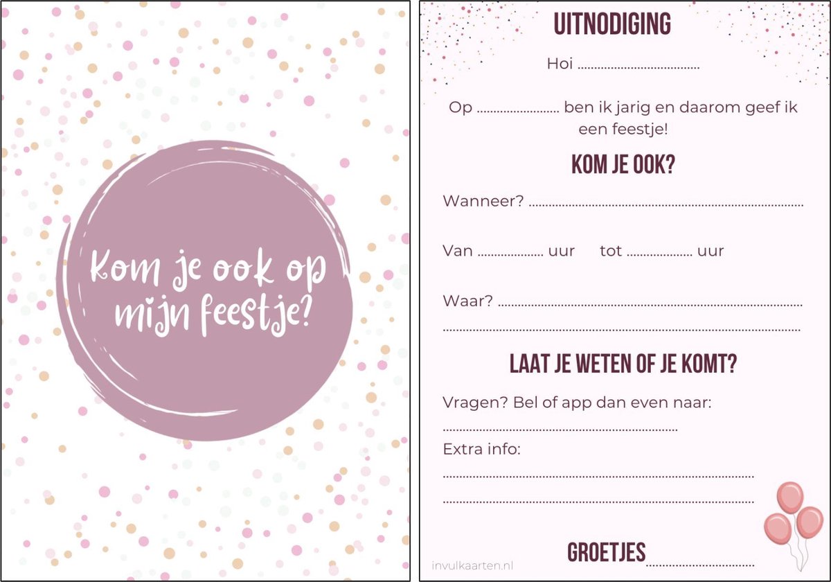 Uitnodiging kinderfeestje | 20 stuks | uitnodigingskaarten ...