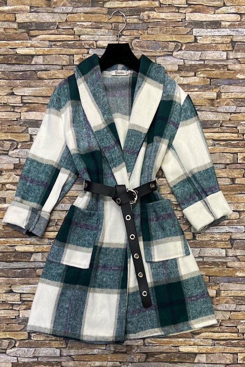 Vest/Jas Gasolina Blokkenprint, Vest met Riem, Petrol | bol.com