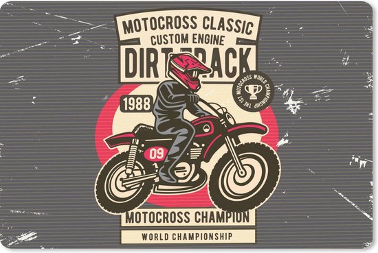 Bureau mat - Motor - Helm - Retro - Tekening - 60x40 | bol.com