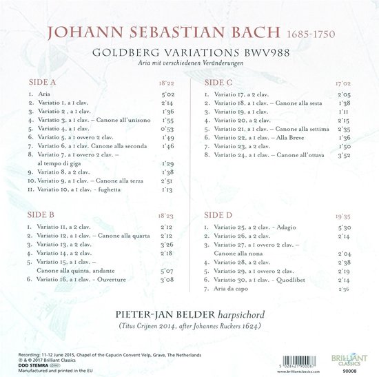 J.S. Bach: Goldberg Variations (LP), Pieter-Jan Belder | LP (album) | Muziek | bol