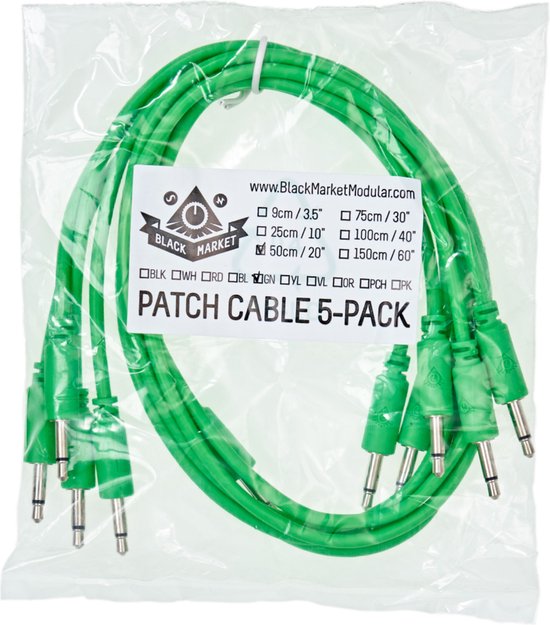 Black Market Modular Patch Cables 1m Green (5-Pack) - Patchkabel | bol