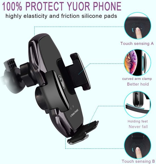 Telefoonhouder Auto met Draadloze Oplader & Infrarood Sensor A5 ...