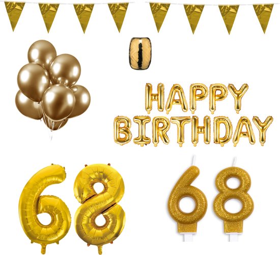 68 jaar Verjaardag Versiering Pakket Goud | bol