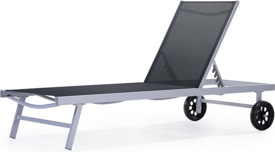 Ligbed tuin ligstoel met wielen aluminium textileen "Bella" - Grijs | bol