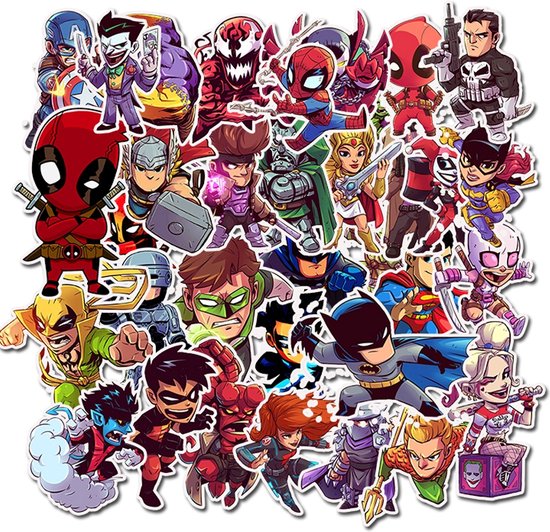 DC Marvel Stickers - Cartoon Superhelden - set 50 stuks - Laptop ...