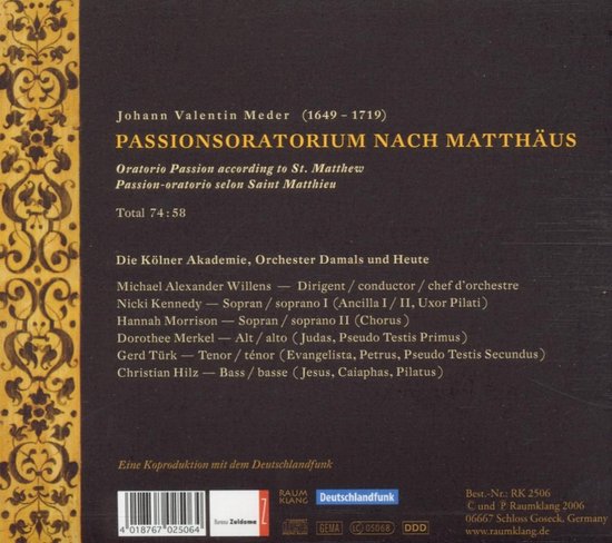 Orchester Dama Die Kölner Akademie - Passionsoratorium Nach Matthäus ...