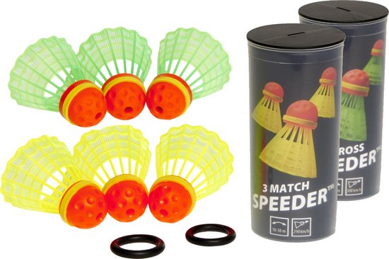 Speedminton Speeder Combi - 6 stuks - 3 Match Speeder - 3 Cross Speeder ...