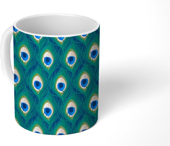 Mok - Koffiemok - Design - Pauw - Veren - Groen - Blauw - Mokken - 350 ...