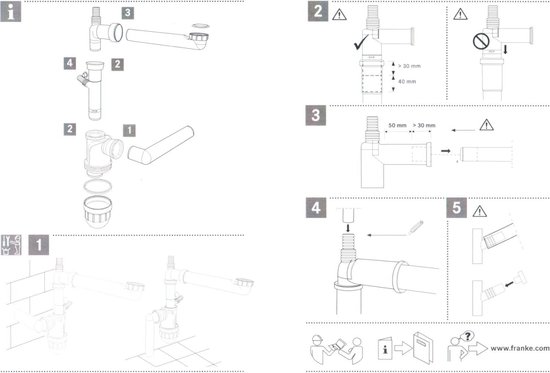Franke ruimte besparende afvoer sifon met vaatwasser aansluiting Spazio ...