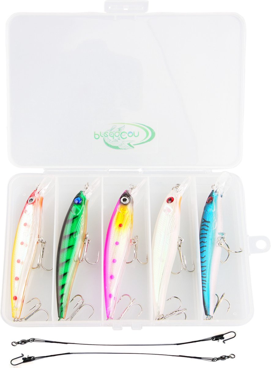Kunstaas Pluggen Set met Stalen Onderlijnen - 8-delig - 11.2cm - 13.2g ...