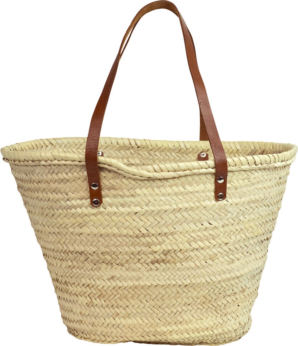 Stro boodschappentas groot leren handvat 48cm | bol.com