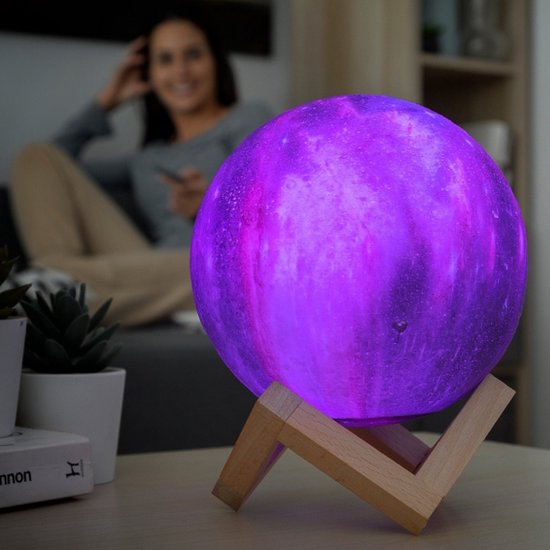 Maanlamp - Maan Lamp - Multi Color Galaxy - Tafellamp - Maanlampje ...