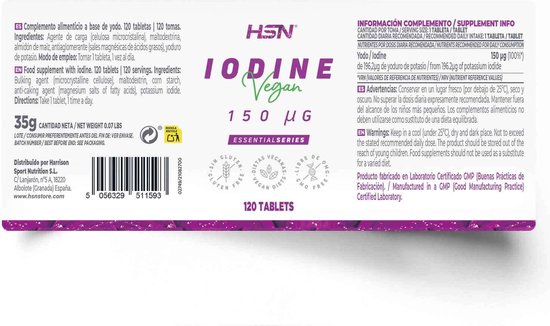 HSN iodine - Jodium tabletten - 120 stuks - Kaliumjodide - 150mcg ...