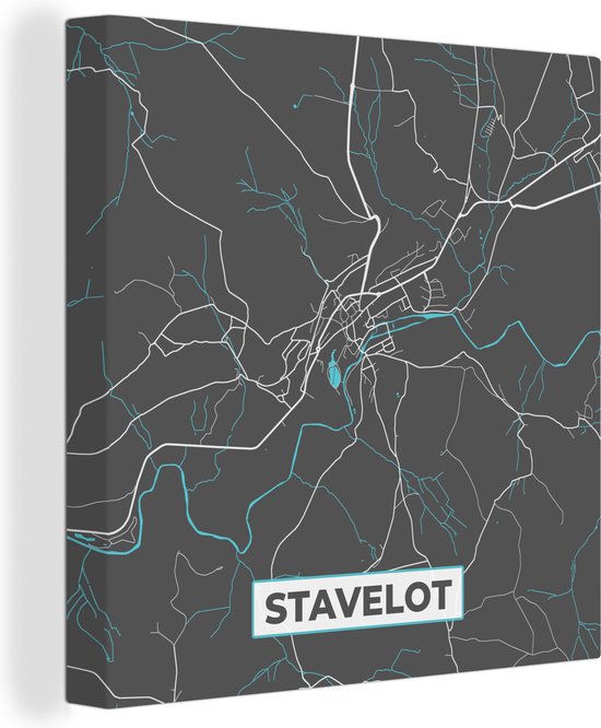 Canvas Schilderij Kaart – Plattegrond – Stadskaart – Stavelot – België ...