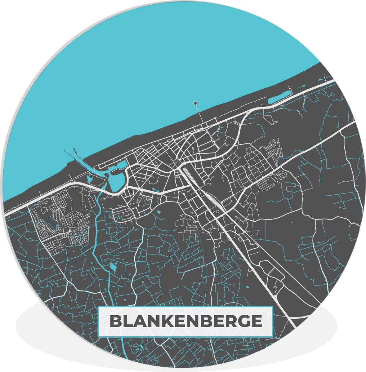 Wall Circle - Wall Circle Indoor - België - Blankenberge - City Map - Map - Blauw -... | bol.com