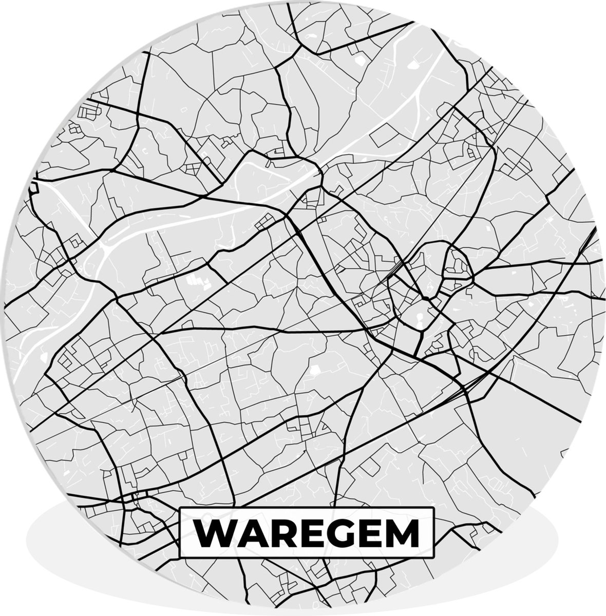 Wall Circle - Wall Circle Indoor - Map - Waregem - Zwart Wit - City Map ...