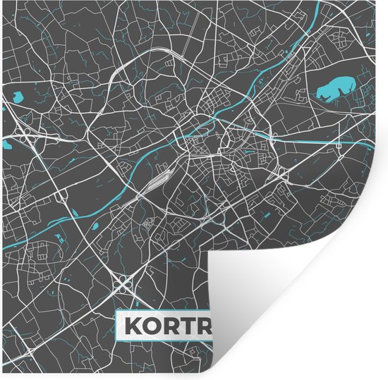 Stickers muraux - België - Courtrai - Plan de la ville - Carte - Blauw ...