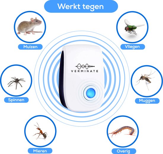 4-Pack Verminate® Ongedierte Verjager met Ultrasone - Muizenverjager ...