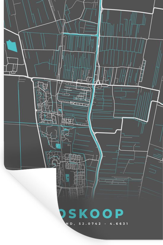Muurstickers - Sticker Folie - Boskoop - Kaart - Plattegrond - Blauw ...