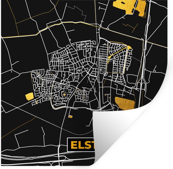 Muurstickers - Sticker Folie - Elst - Goud - Kaart - Plattegrond ...