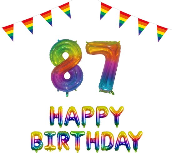 Pack de décoration anniversaire 87 ans arc-en-ciel | bol.com