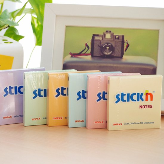 Stick'n sticky notes - 76x76mm, pastel blauw, 100 memoblaadjes | bol.com