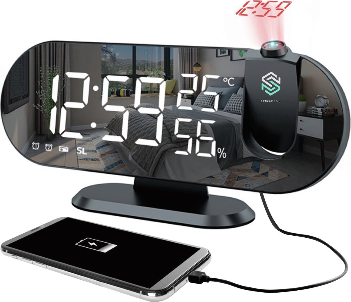 Senzomatic Wekkerradio met Projectie - Wekkerradio - Wekker - Radio ...