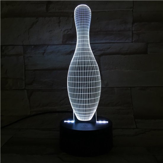 3D Led Lamp Met Gravering - RGB 7 Kleuren - Bowling Pin | bol