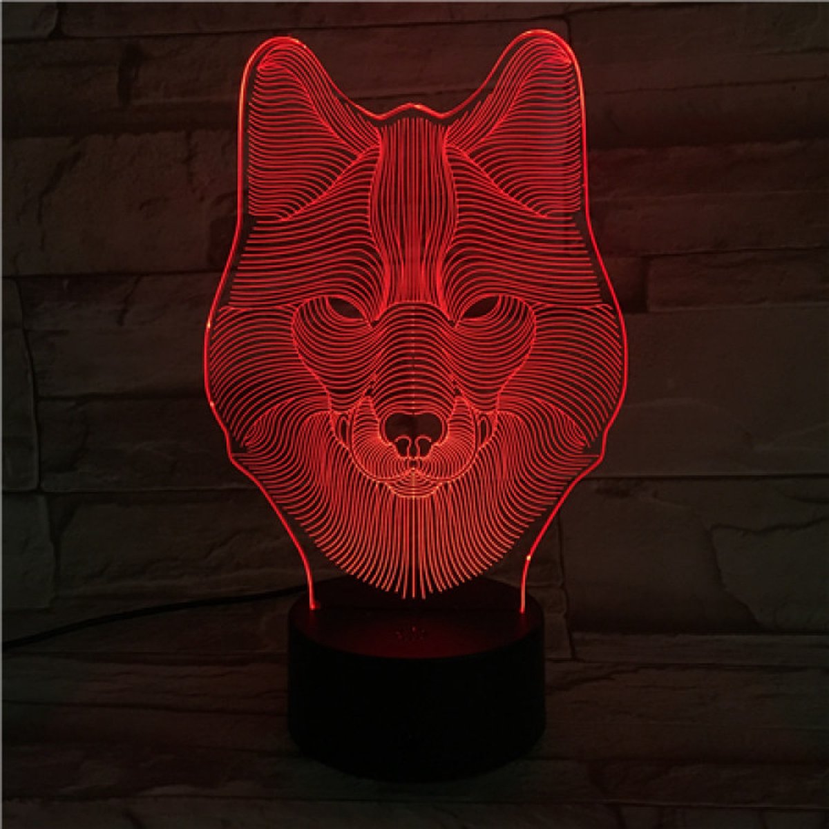3D Led Lamp Met Gravering - RGB 7 Kleuren - Wolf | bol