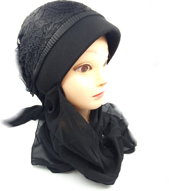 Elegante zwarte hoofddoek, Mooie hijab, hoofddeksel. | bol