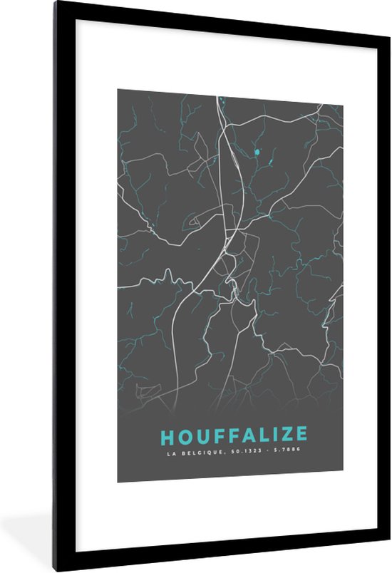 Fotolijst incl. Poster - Kaart – Plattegrond – Stadskaart – Houffalize ...