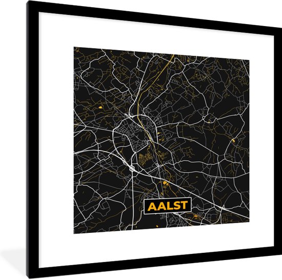 Poster met lijst Aalst - Plattegrond - Kaart - Goud - Stadskaart ...
