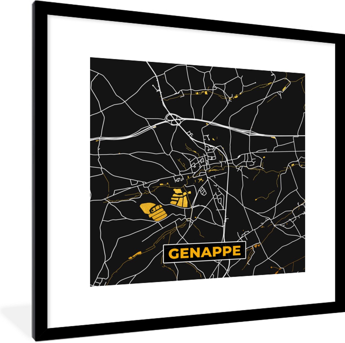 Fotolijst incl. Poster - Genappe - Kaart - Plattegrond - Goud ...