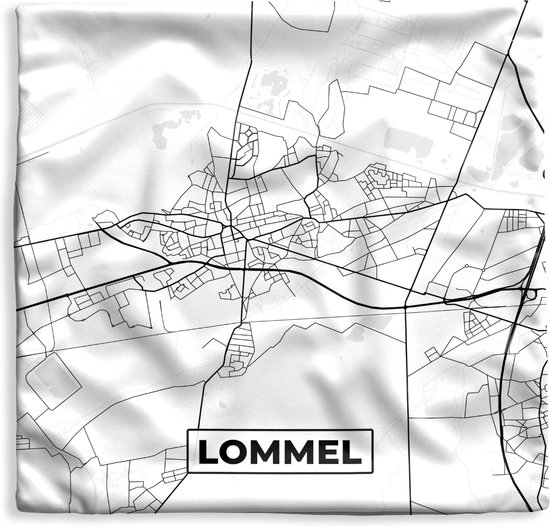 Kussenhoes 60x60 cm - België – Lommel – Stadskaart – Kaart – Zwart Wit ...