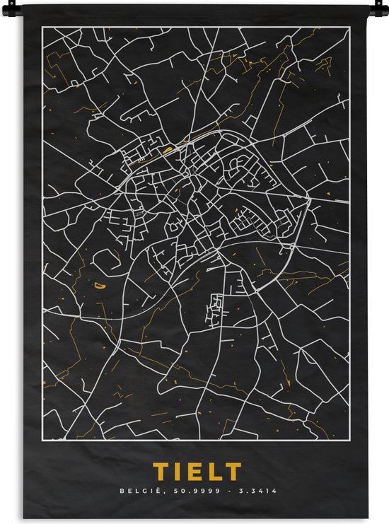 Wandkleed - Wanddoek - Stadskaart - Kaart - Tielt - Goud - Plattegrond ...