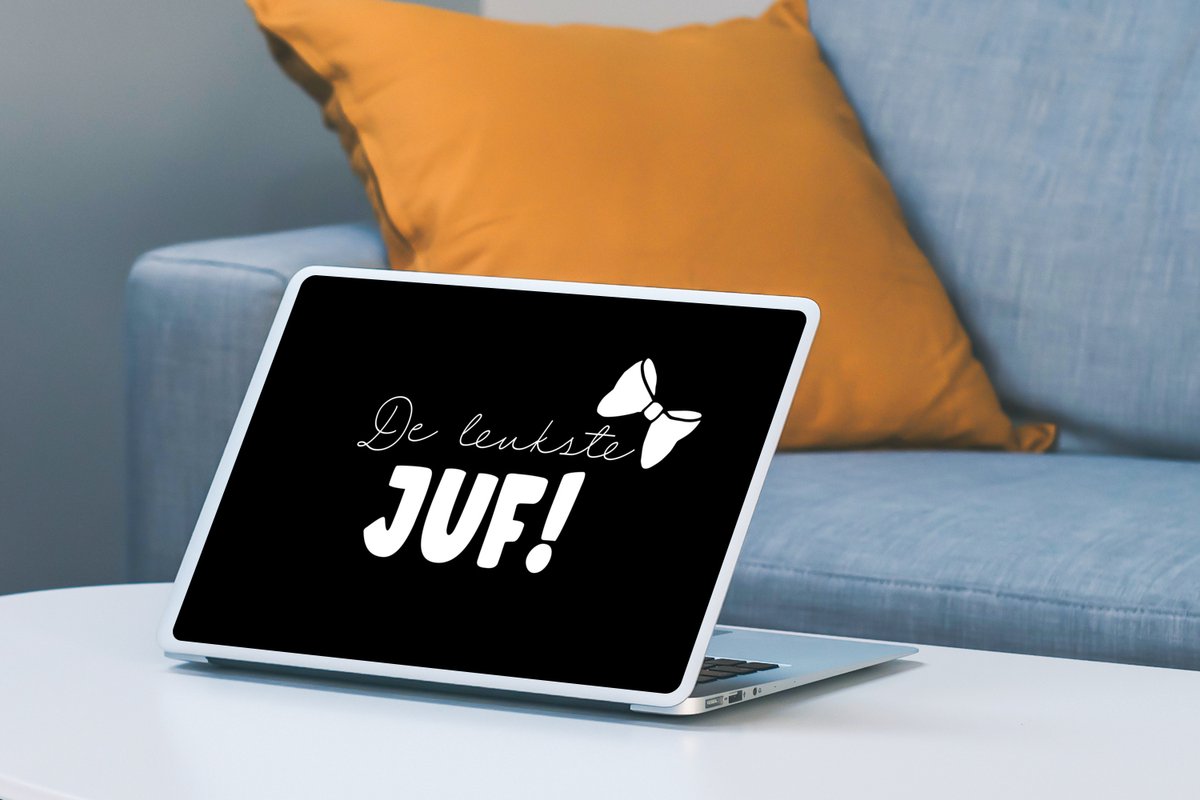 Laptop sticker - 11.6 inch - Strik - Juf bedankt - Zwart - Leerkracht ...