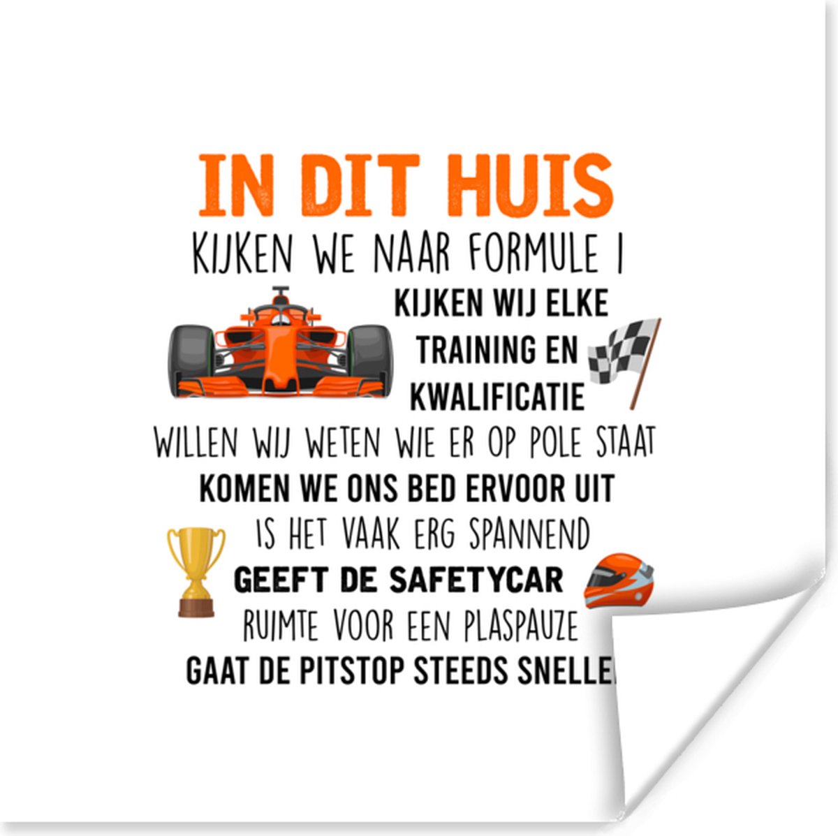 Poster Quotes - Spreuken - In dit huis kijken we naar Formule 1 - Racen ...