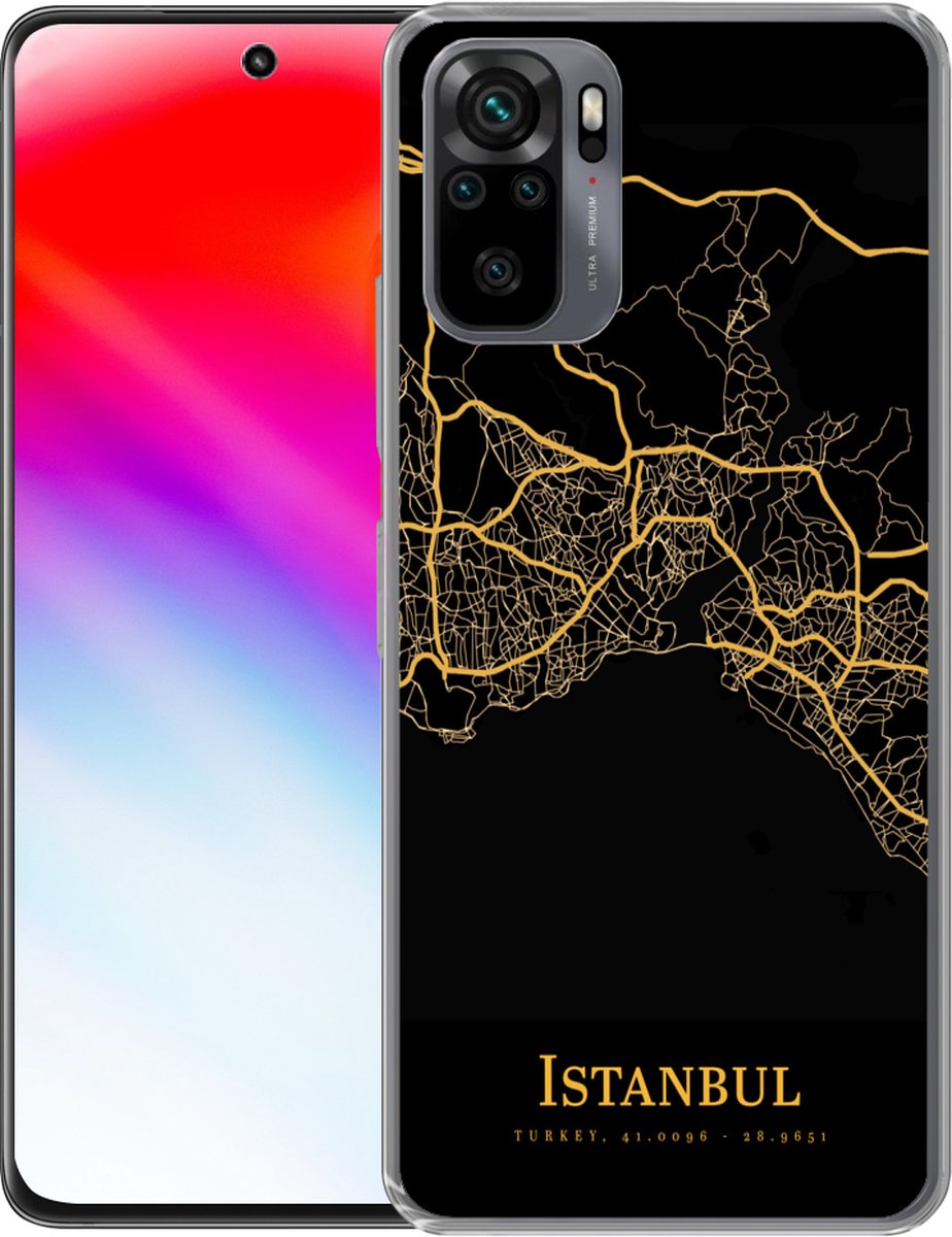Xiaomi Redmi Note 10S hoesje - Istanbul - Kaart - Goud - Siliconen ...