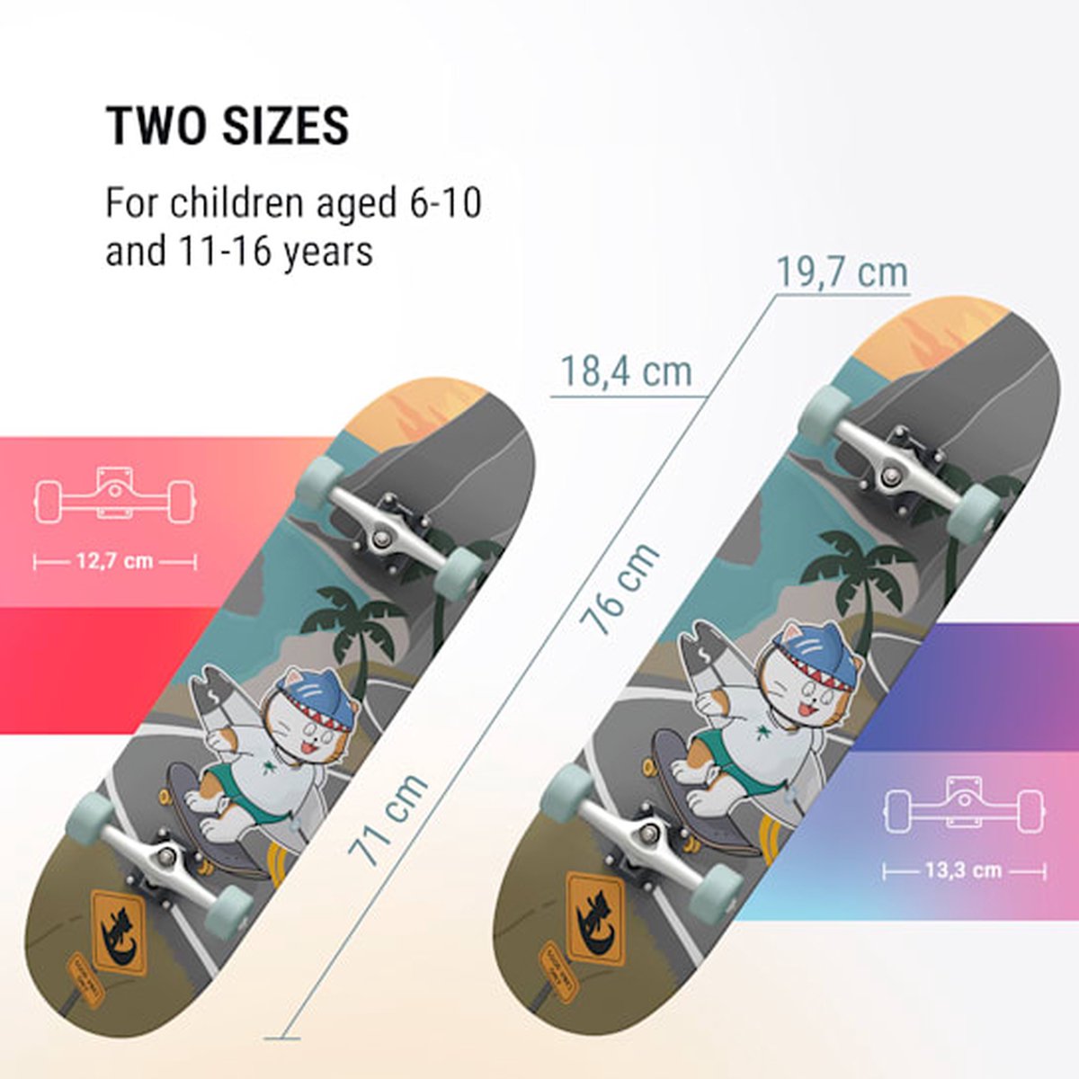 funpro Skate 21 skateboard groot - voor kinderen & tieners - 7-laags ...