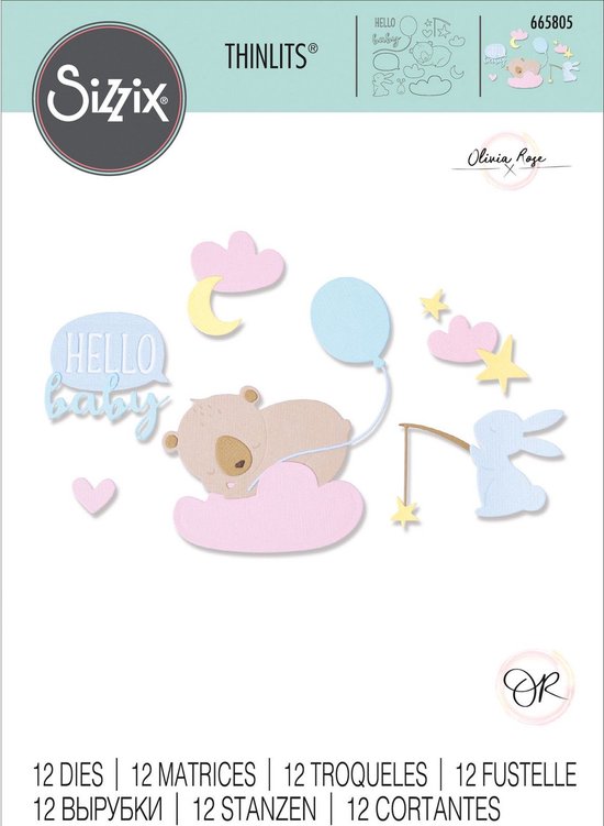 Sizzix Thinlits Snijmal set - Hello baby | bol