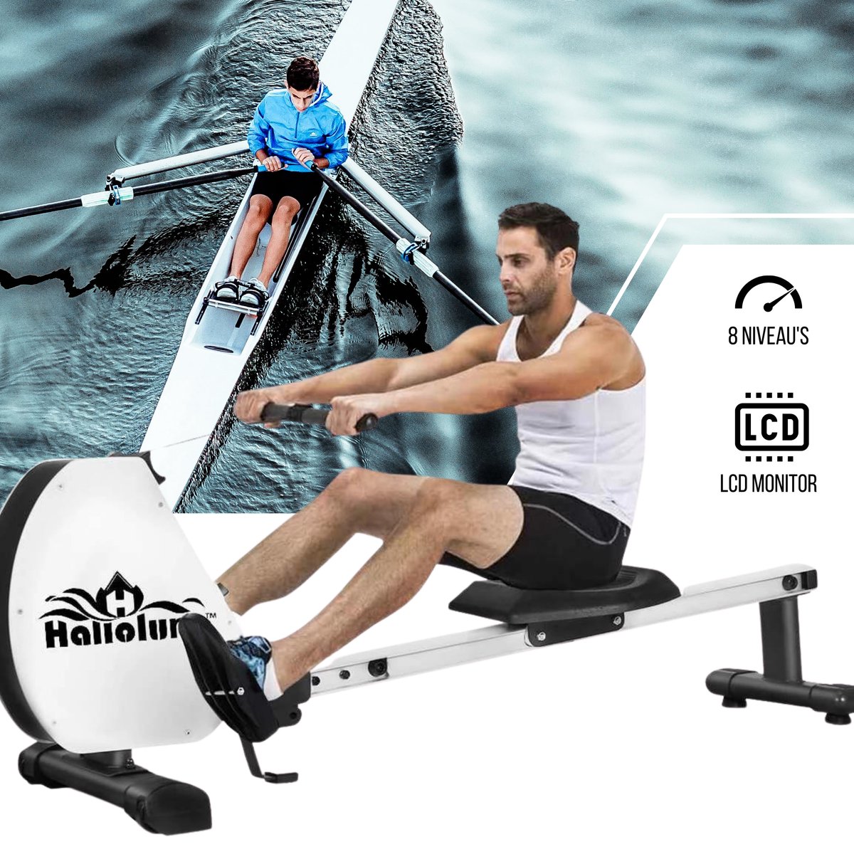 Roeitrainer Met 8 Weerstandsniveaus - Roeimachine Inklapbaar ...