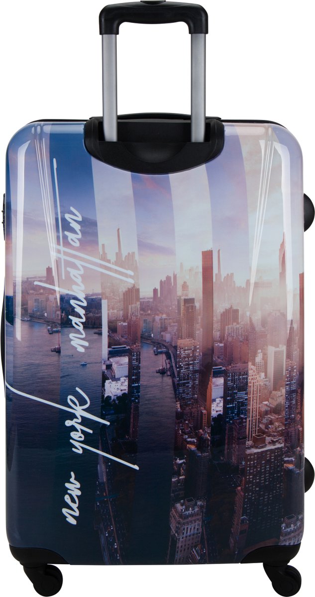 Saxoline harde reiskoffer L met Manhattan print. Bedrukt | bol.com