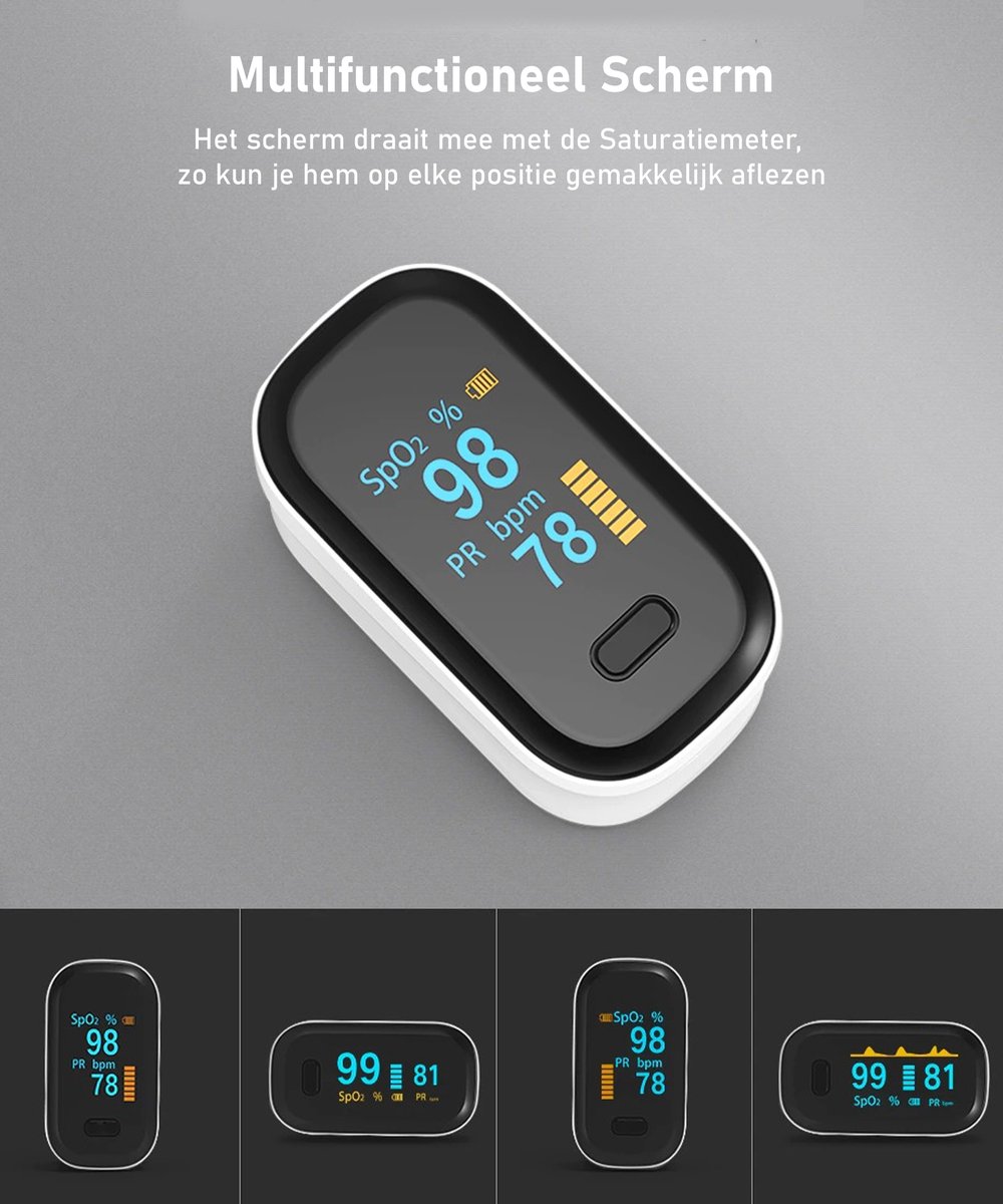 Healtage® Medische Saturatiemeter - Zuurstofmeter - Hartslagmeter ...