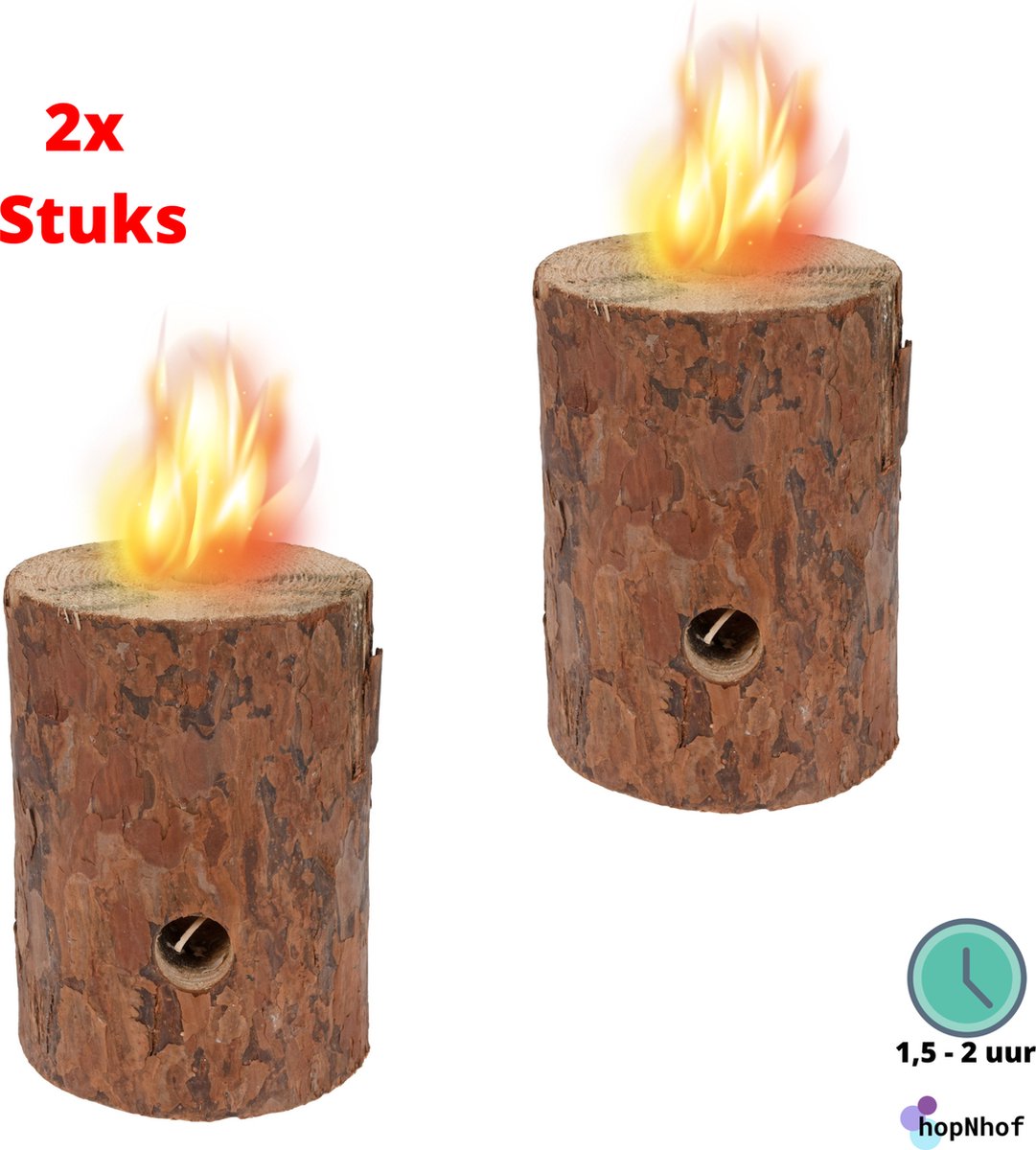 2 Stuks Zweedse Fakkel met citronella geur - Buitenkaars H20cm - Houten ...