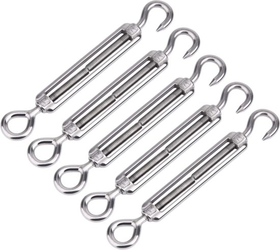 Spanschroef RVS 5 stuks set touwspanner roestvrij staal voor zonnezeil ...